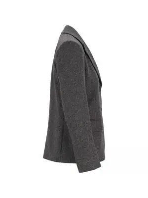 Max Mara Chevron-jacquard Single-breasted Blazer - Grey