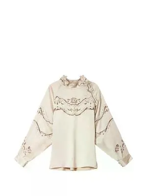 Isabel Marant Étoile Enelia Silk Satin Broderie Anglaise Blouse - Neutrals