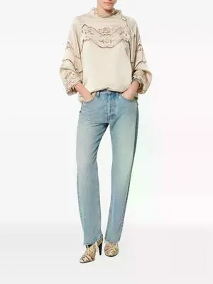 Isabel Marant Étoile Enelia Silk Satin Broderie Anglaise Blouse