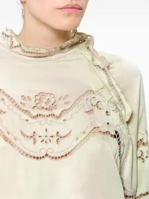 Isabel Marant Étoile Enelia Silk Satin Broderie Anglaise Blouse - Neutrals