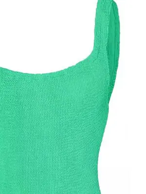 Hunza G Square Neck Crinkle-effect Swimsuit - Green