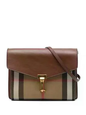 Burberry 2000-2017 Small Leather And House Check Canvas Derby Macken Crossbody Bag - Brown