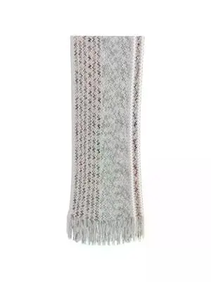 Missoni Zigzag-knit Fringed Scarf - Grey
