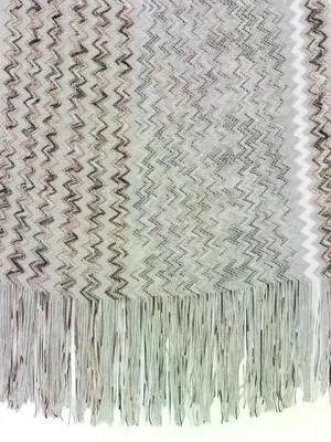 Missoni Zigzag-knit Fringed Scarf - Grey