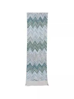 Missoni Zigzag-knit Metallic-thread Scarf - Blue
