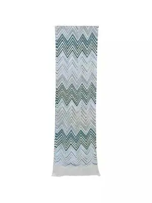 Missoni Zigzag-knit Metallic-thread Scarf - Blue