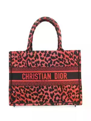 Dior Medium Book Tote Leopard-print Tote Bag - Red