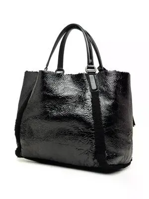 Gucci 2016-2026 Medium Shearling Trimmed Patent Soho Cellarius Tote Bag