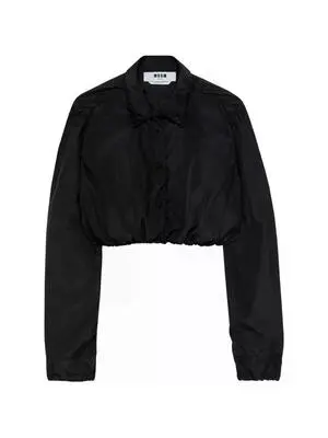 MSGM Cropped Gathered-detail Shirt