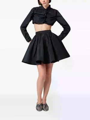 MSGM Cropped Gathered-detail Shirt