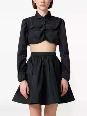 MSGM Cropped Gathered-detail Shirt