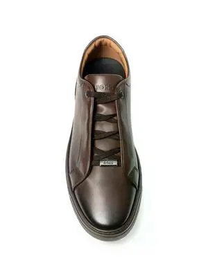 BOSS Gary Sneakers In Brushed Leather With Elastic Laces