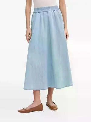MARC AUREL Elasticated-waistband Flared Midi Skirt - Blue