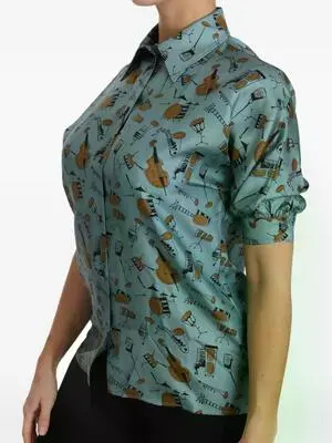 Dolce & Gabbana Musical Instrument-print Silk Shirt - Blue