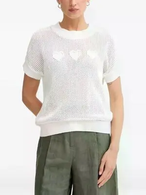 MARC AUREL Heart-motif Open-knit T-shirt