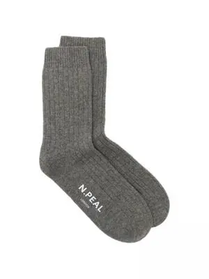 N.peal Ribbed-knit House Socks - Grey
