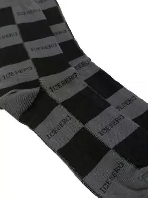 Iceberg Logo-print Checkered Socks