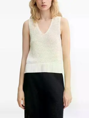 Marc O'polo Open-knit V-neck Vest - White