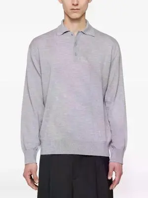 LANEUS Star-embroidered Long-sleeve Polo Shirt