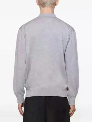 LANEUS Star-embroidered Long-sleeve Polo Shirt