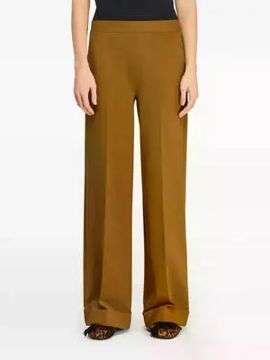 SEMICOUTURE Coline Pressed-crease Turn-up Trousers - Brown
