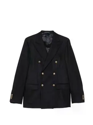 Caruso Double-breasted Peak-lapel Jacket - Blue