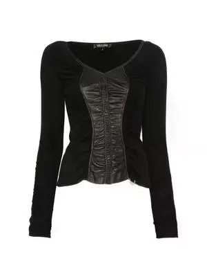 Roberto Cavalli 2000s Panelled Ruched Top - Black