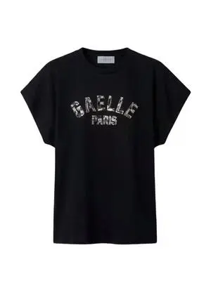 GAELLE PARIS Sequin-embellished Logo T-shirt