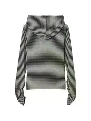 Izzue Striped Ruched-sleeve Hoodie