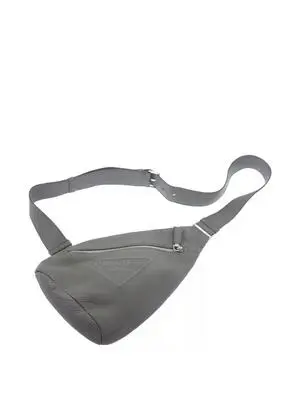 Prada 2000-2026 Vitello Daino Logo Embossed Sling Bag Crossbody Bag