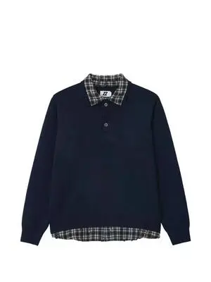 Izzue Layered-effect Polo-collar Sweater - Blue