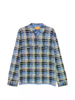 Guest In Residence Check-pattern Button-down Polo Shirt - Blue