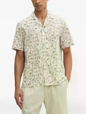Marc O'polo Bamboo-print Short-sleeved Shirt - Neutrals