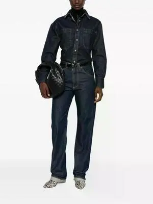 ANINE BING Samy Contrast-stitch Denim Shirt - Blue