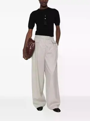 Liviana Conti Pleated Wide-leg Trousers - Grey