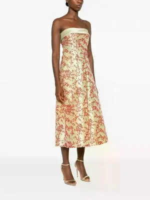 Alberta Ferretti Floral-print Strapless Midi Dress