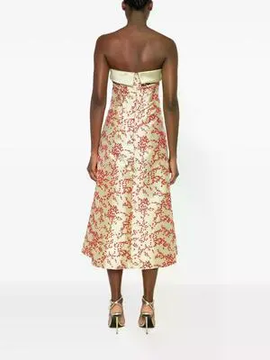 Alberta Ferretti Floral-print Strapless Midi Dress