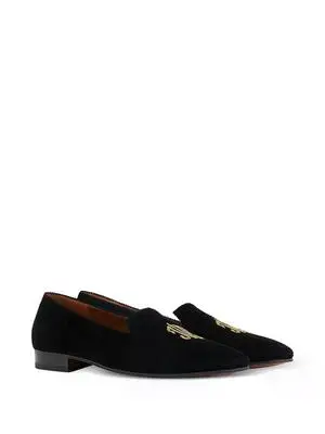 FERRAGAMO Embroidered Suede Loafers