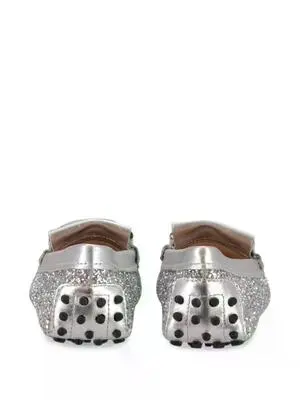 TOD'S Glitter-effect Fringed Loafers