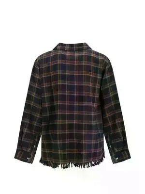 FOUND Raw-cut Fringe Plaid Shirt
