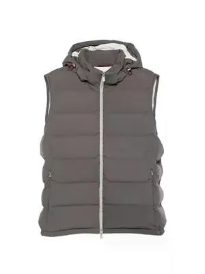 Brunello Cucinelli Quilted Hooded Gilet - Grey
