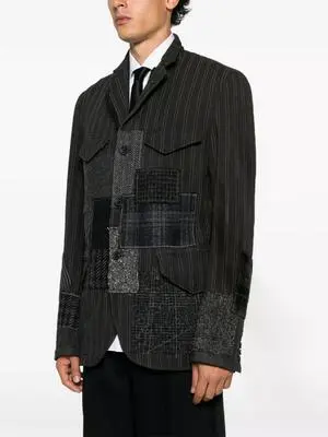 Junya Watanabe Patchwork Pinstripe Jacket - Grey