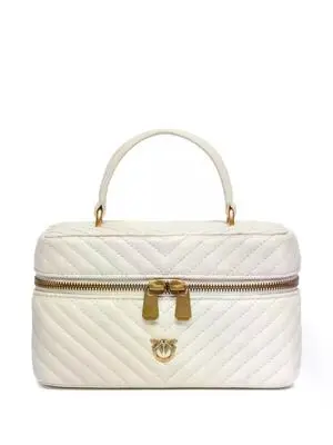 Pinko Small Beauty Case With Shoulder Strap Chevron-nappa - White