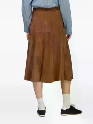 SEMICOUTURE Laurencia Panelled Suede Midi Skirt