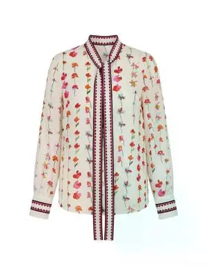 Valentino Garavani Floral-print Pussy-bow Shirt - Neutrals