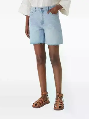 ELEH Raw-cut Logo Patch Denim Shorts - Blue