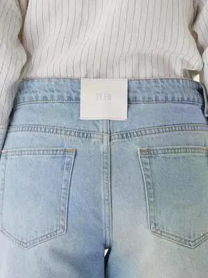 ELEH Raw-cut Logo Patch Denim Shorts