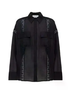 BLUGIRL Lace-trim Flap-pocket Shirt - Black