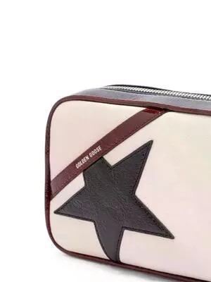 GOLDEN GOOSE Mini Star Bag In Butter-white Leather With Black Star And Burgundy And Dark Blue Details - Neutrals