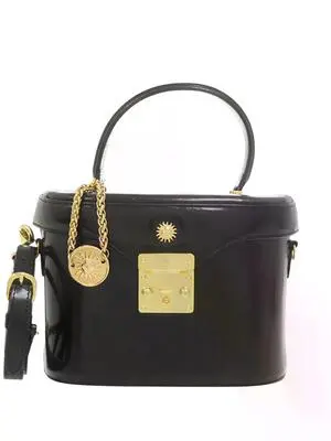Versace 1990-1995 Leather Sun Medallion Vanity Bag Satchel